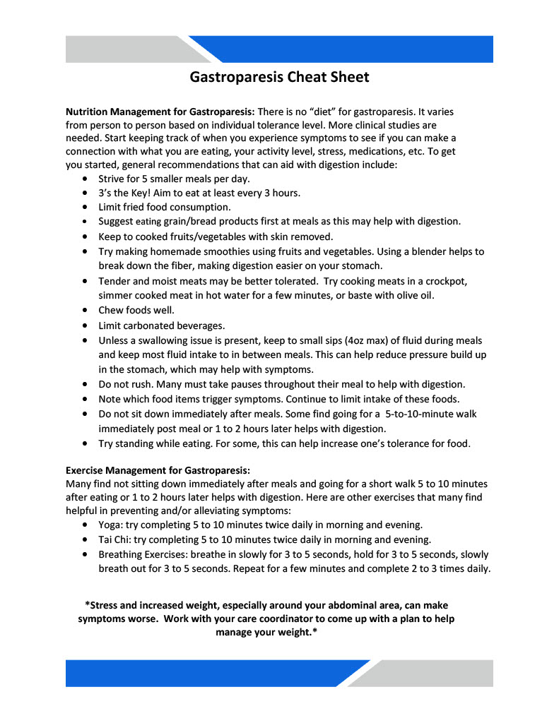 Gastroparesis Cheat Sheet
