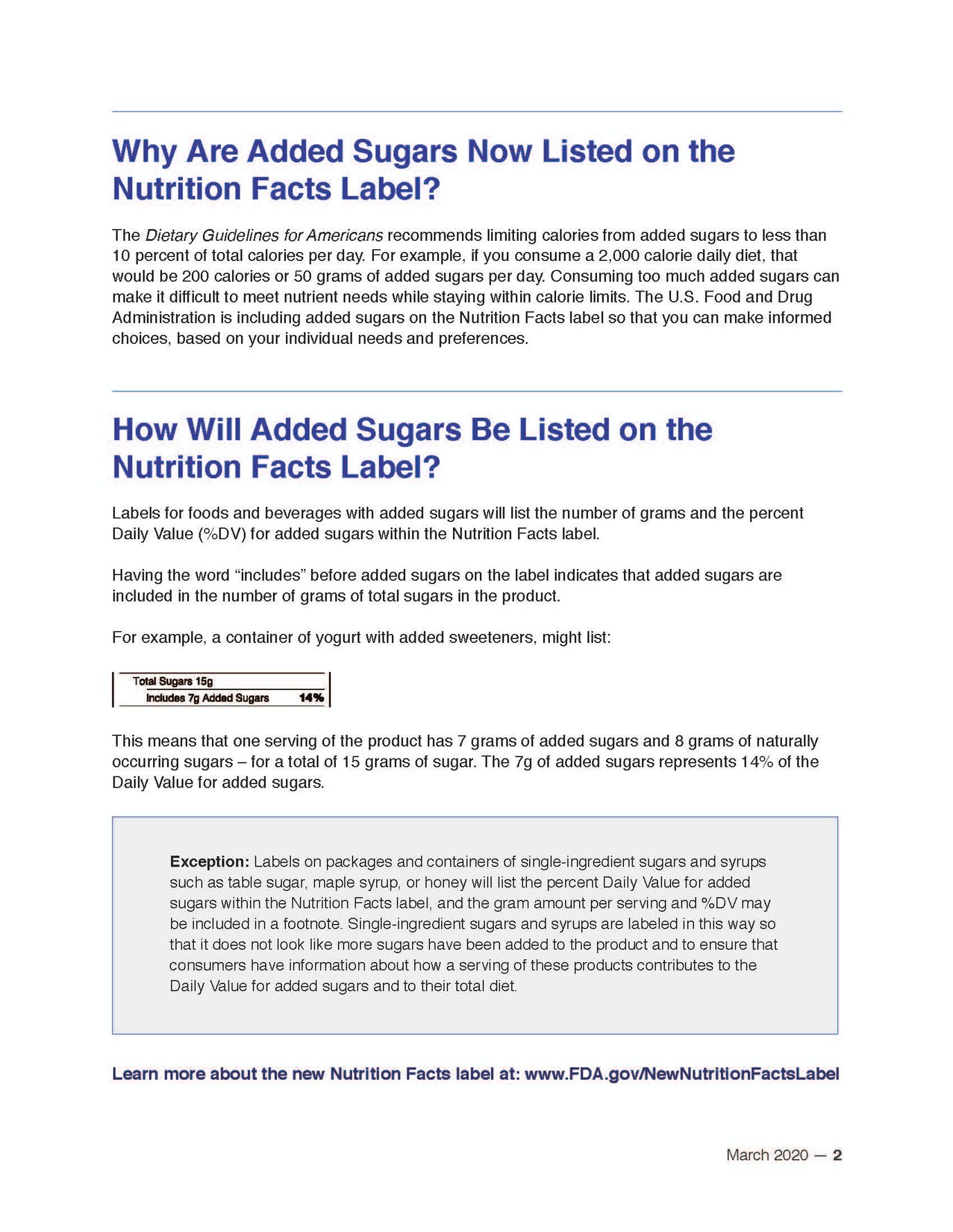 Added Sugars: Now Listed on Nutrition Labels